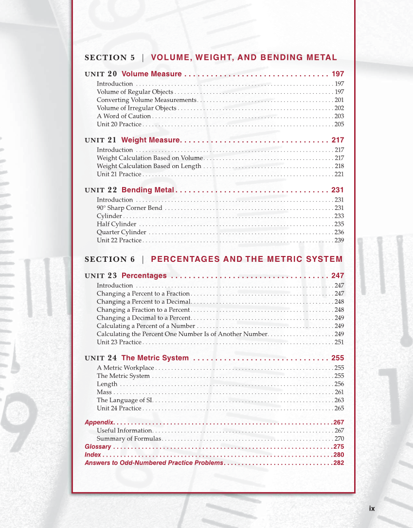 Math for Welders, 6th Edition page ix