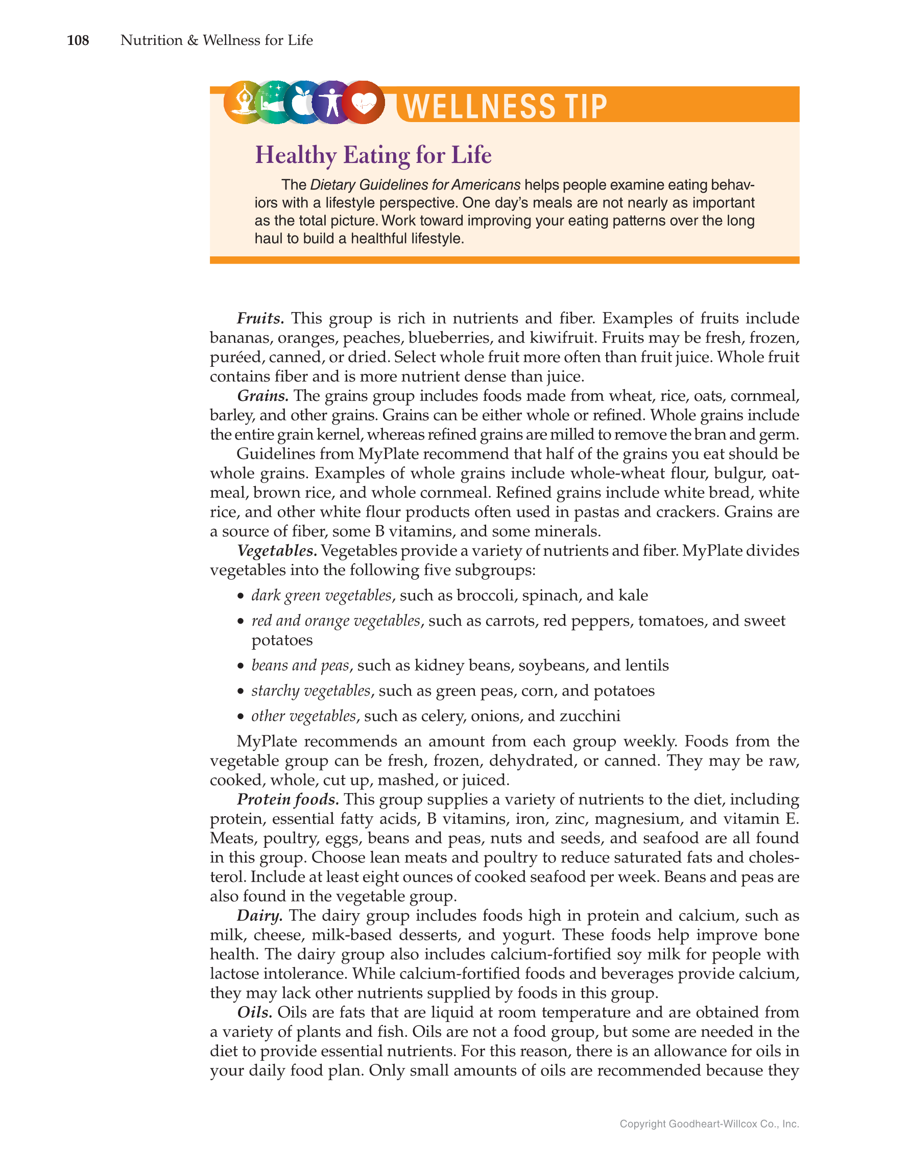 Nutrition & Wellness for Life, 5th Edition page 108