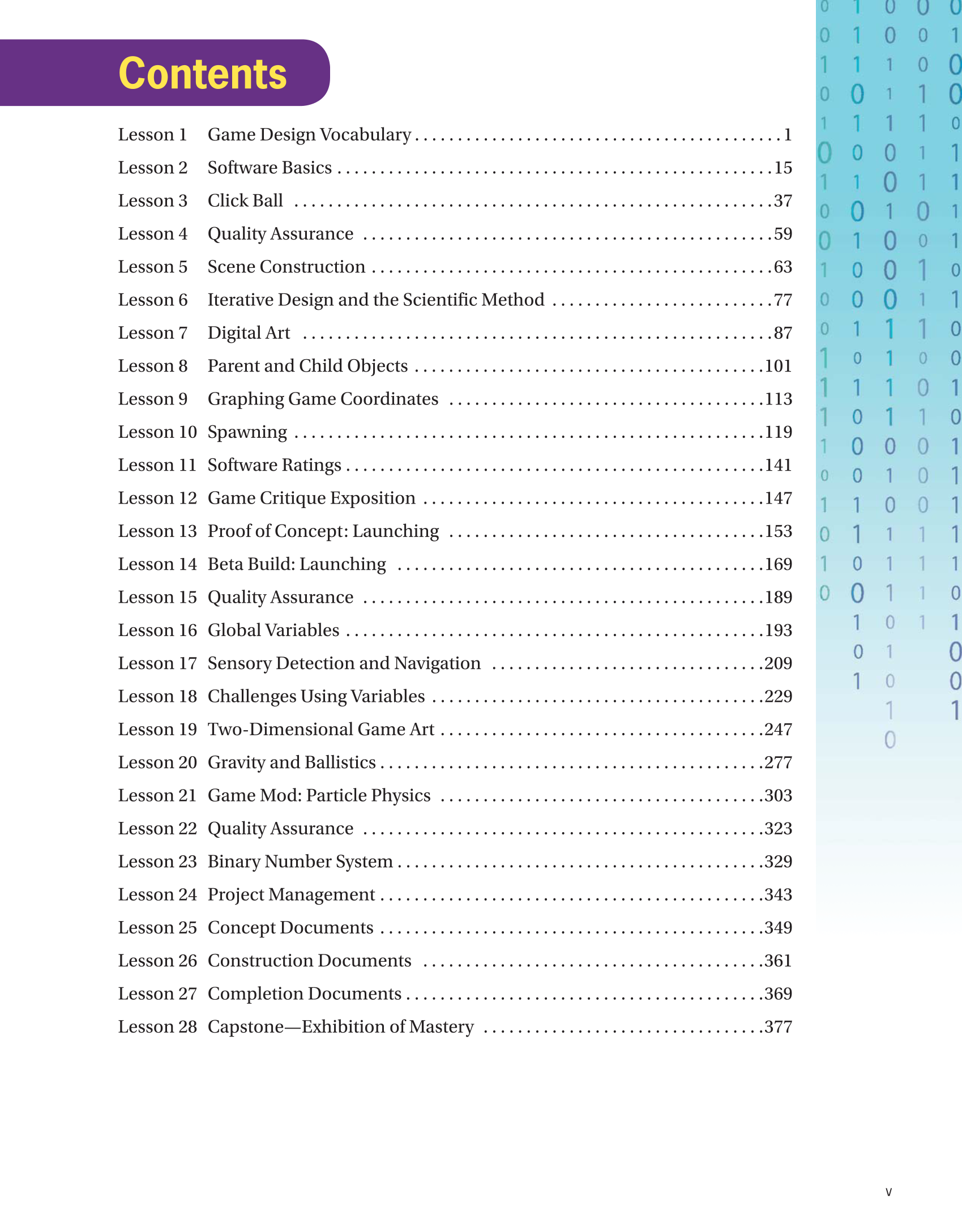 Video Game Design and Programming Concepts, 1st Edition page v