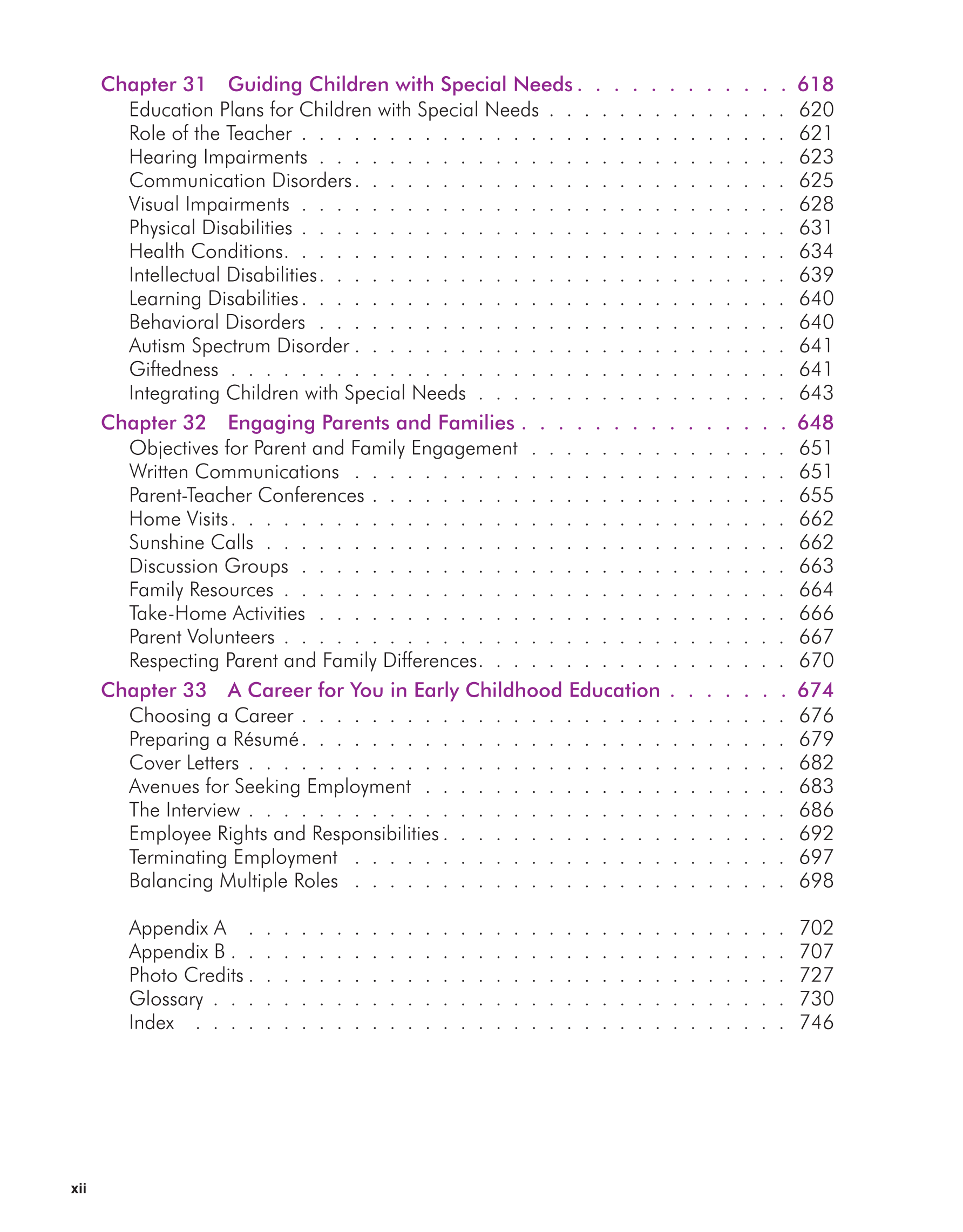 Working with Young Children, 9th Edition page xii