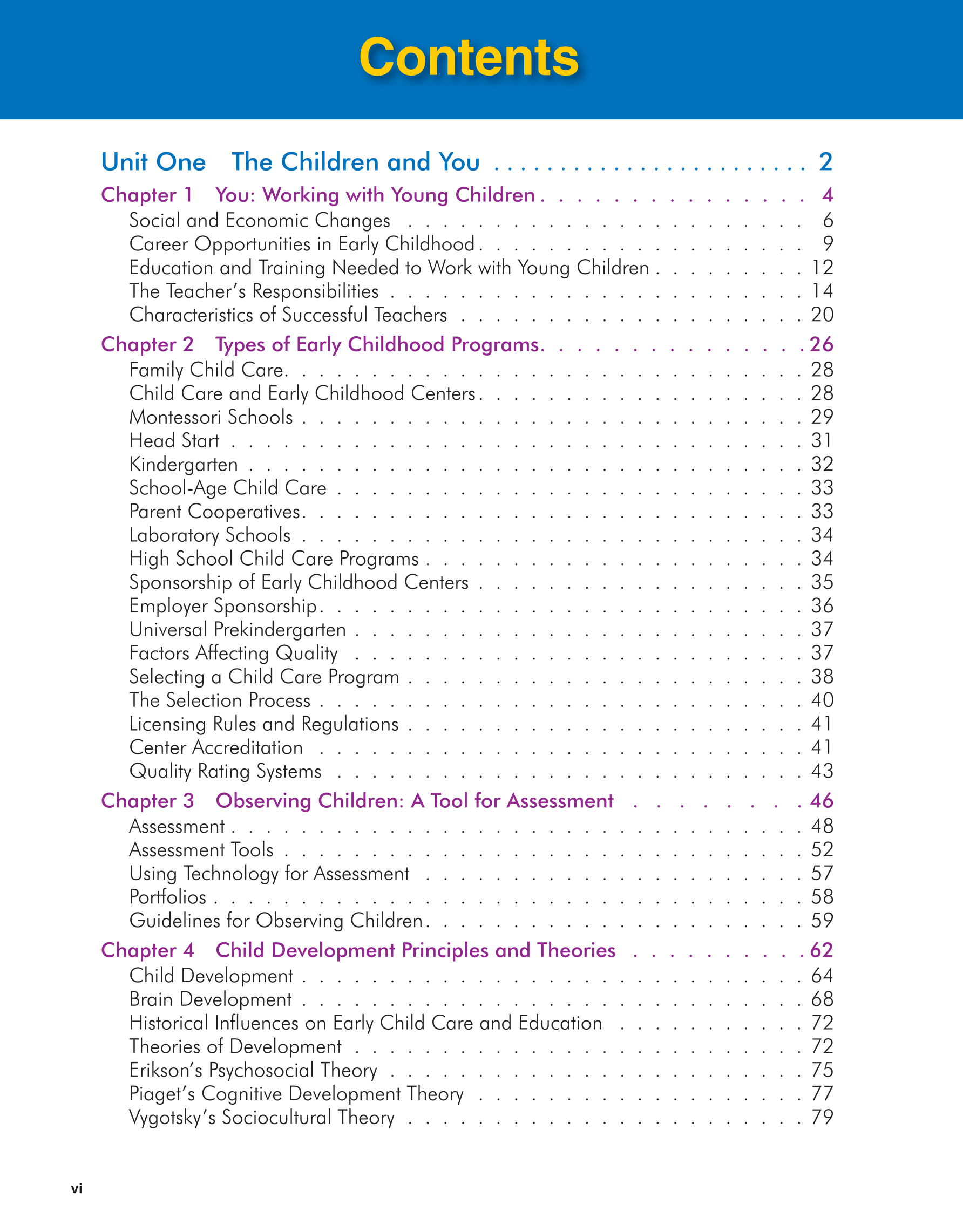 Working with Young Children, 9th Edition page vi