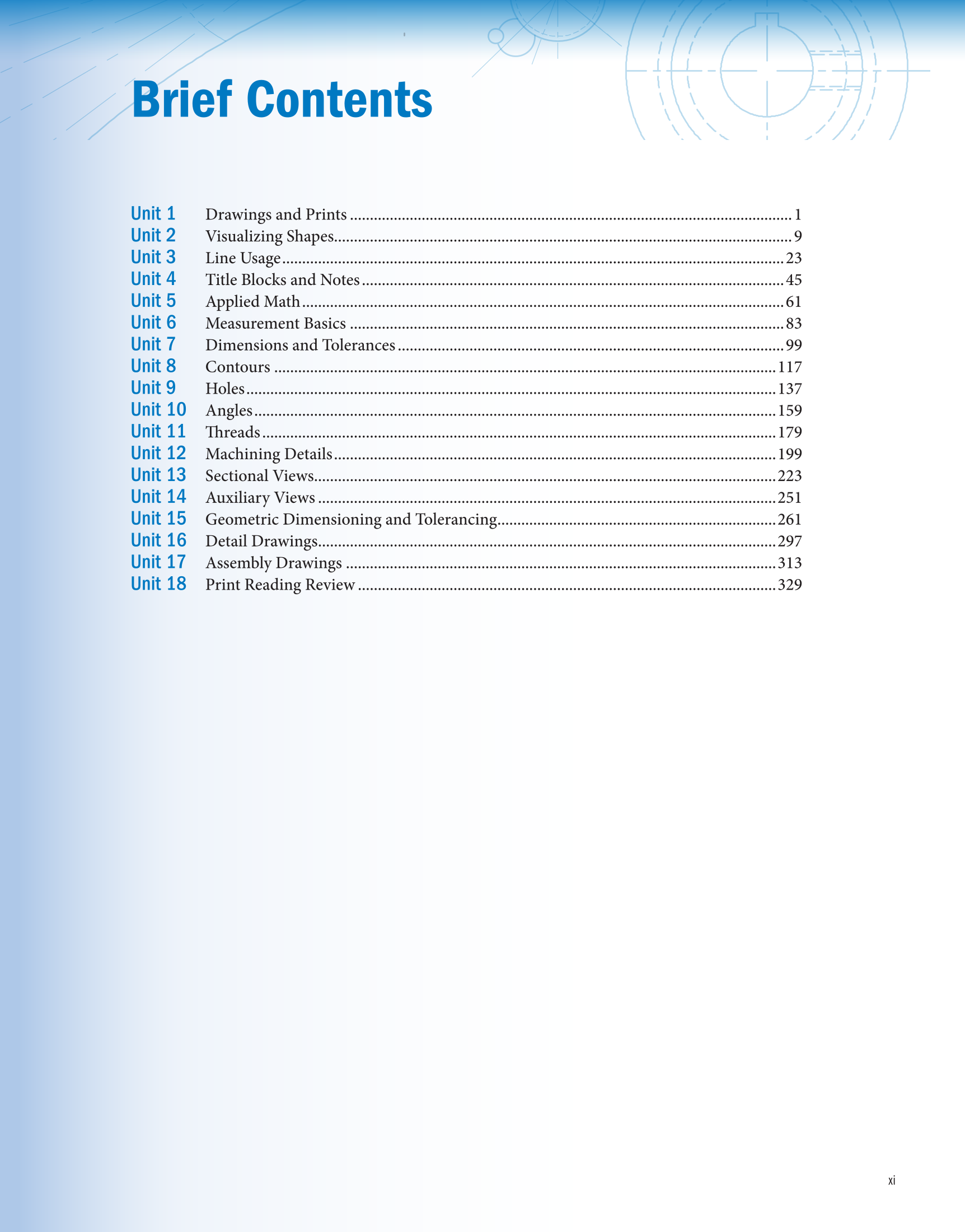Machine Trades Print Reading 7e page xi