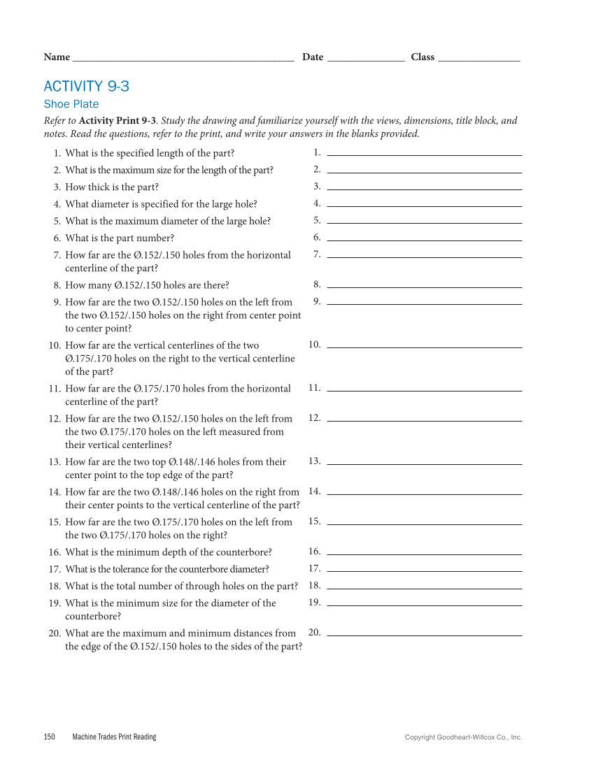 Machine Trades Print Reading 7e page 150