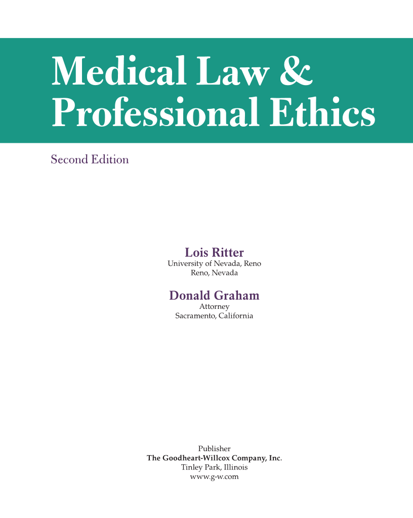 Medical Law & Professional Ethics 2e page i
