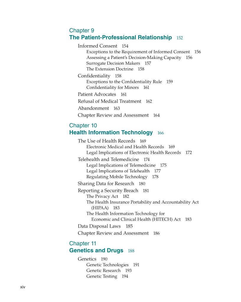 Medical Law & Professional Ethics 2e page xiv