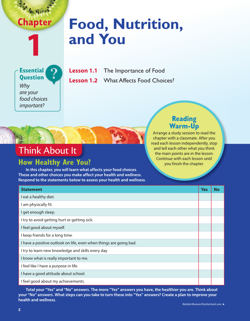 Adventures in Food and Nutrition 6e, Textbook page 2