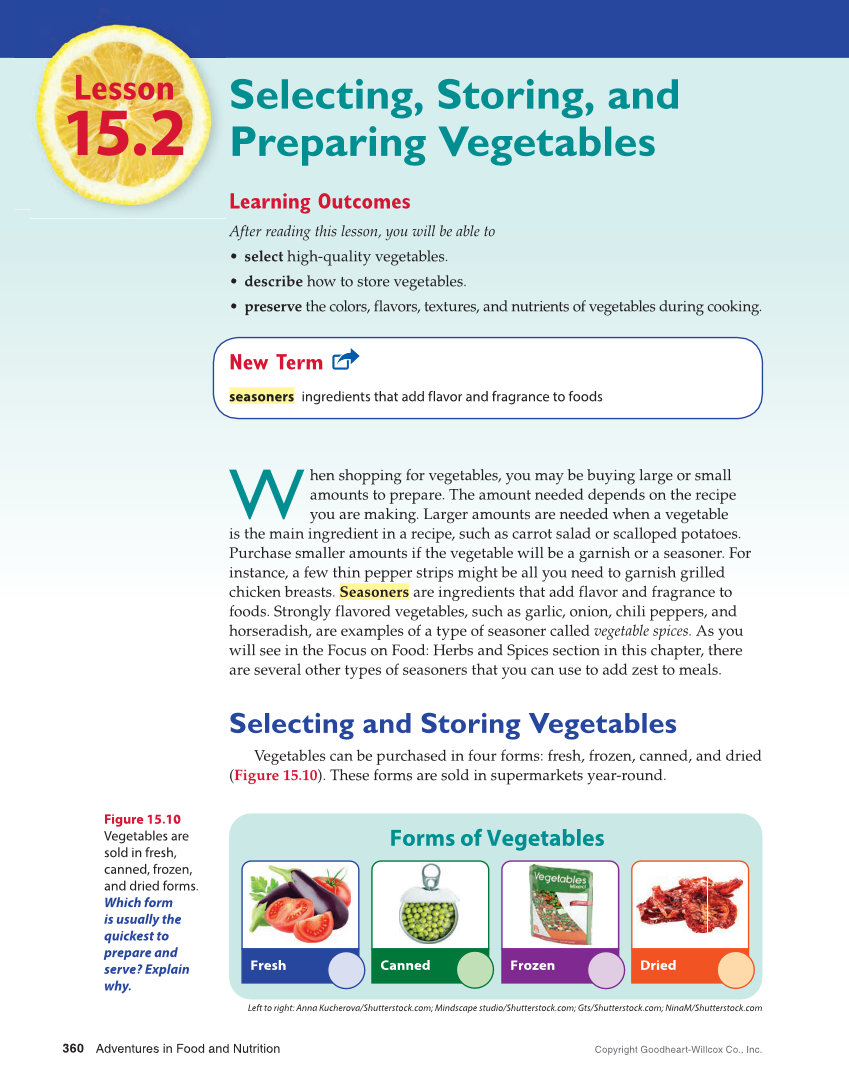 Adventures in Food and Nutrition 6e, Textbook page 360