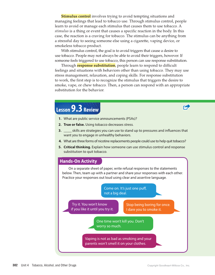 Essential Health Skills for Middle School 2e page 302