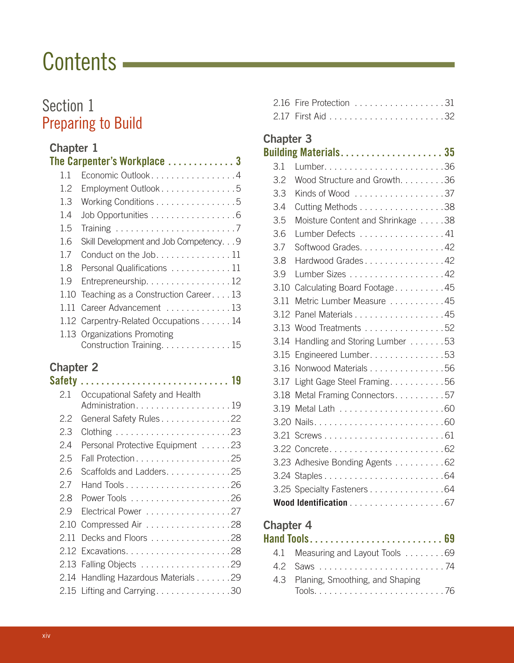 Modern Carpentry 13e, Textbook page xiv