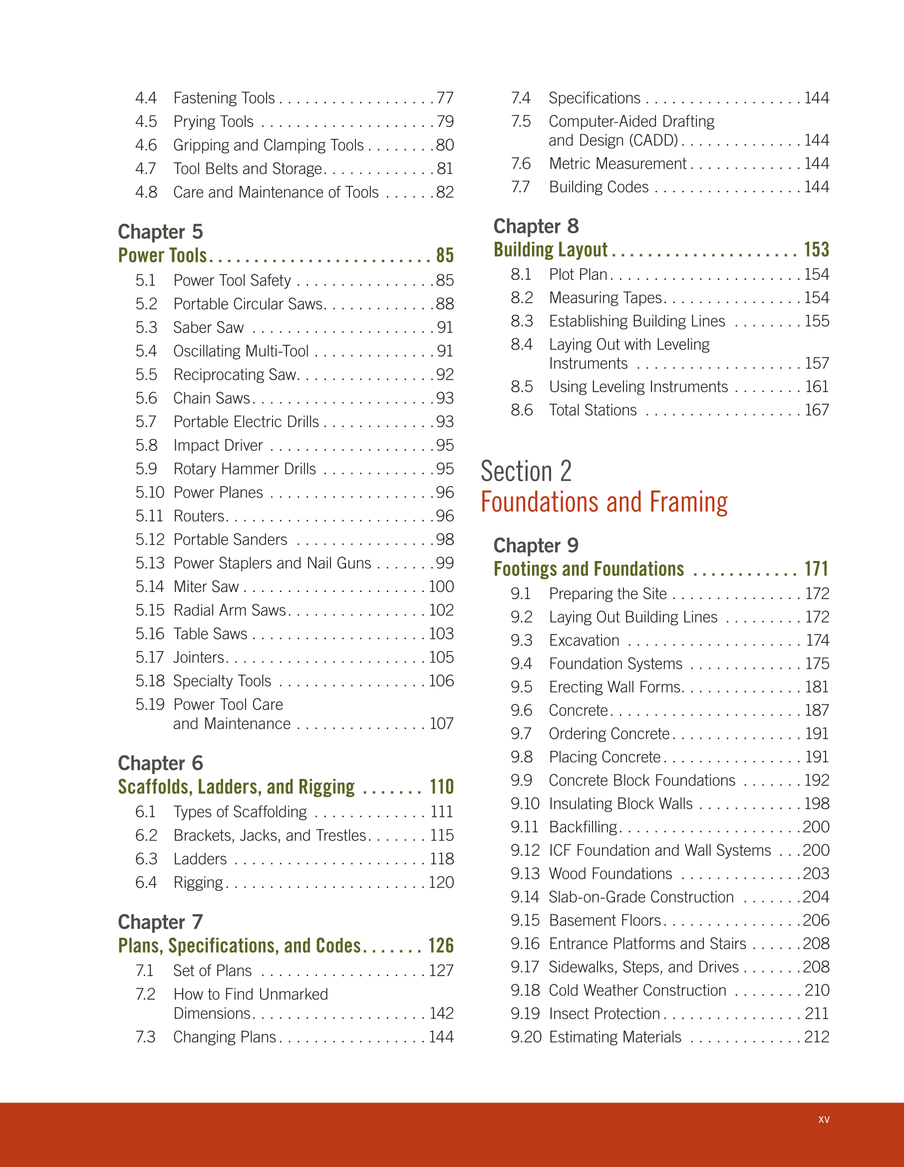 Modern Carpentry 13e, Textbook page xv