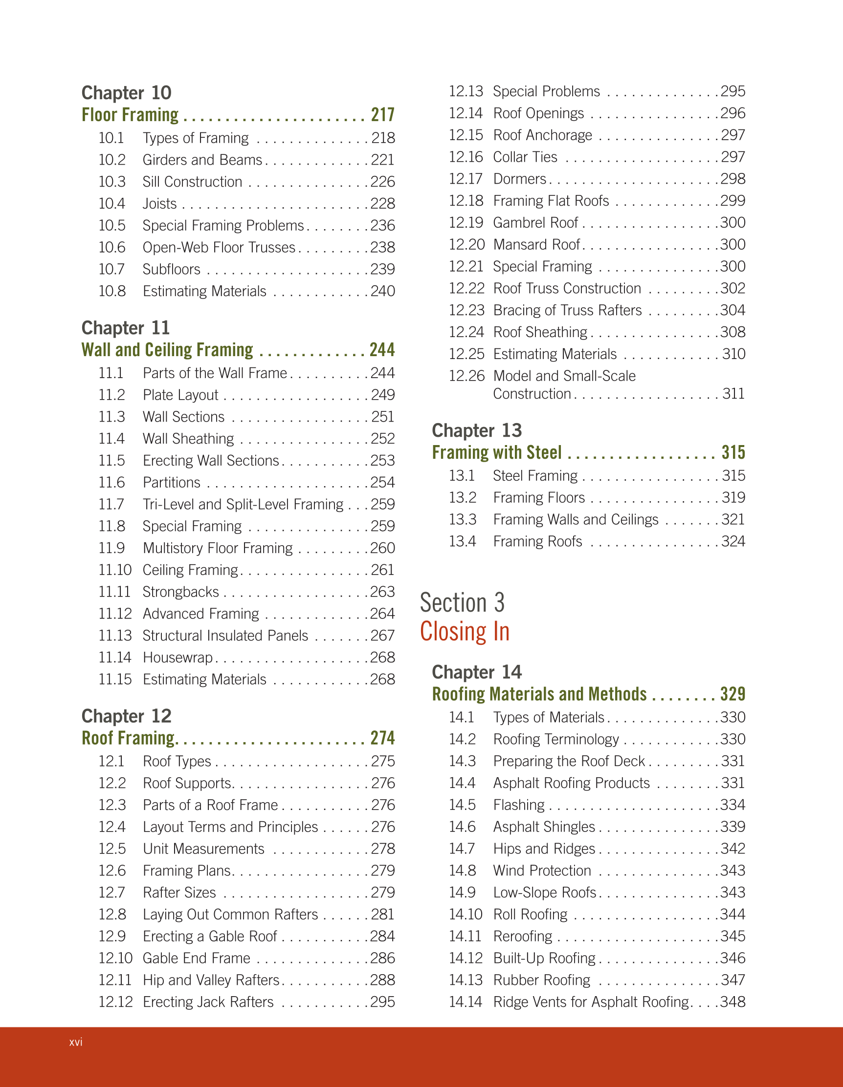 Modern Carpentry 13e, Textbook page xvi