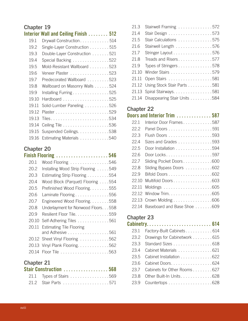 Modern Carpentry 13e, Textbook page xviii