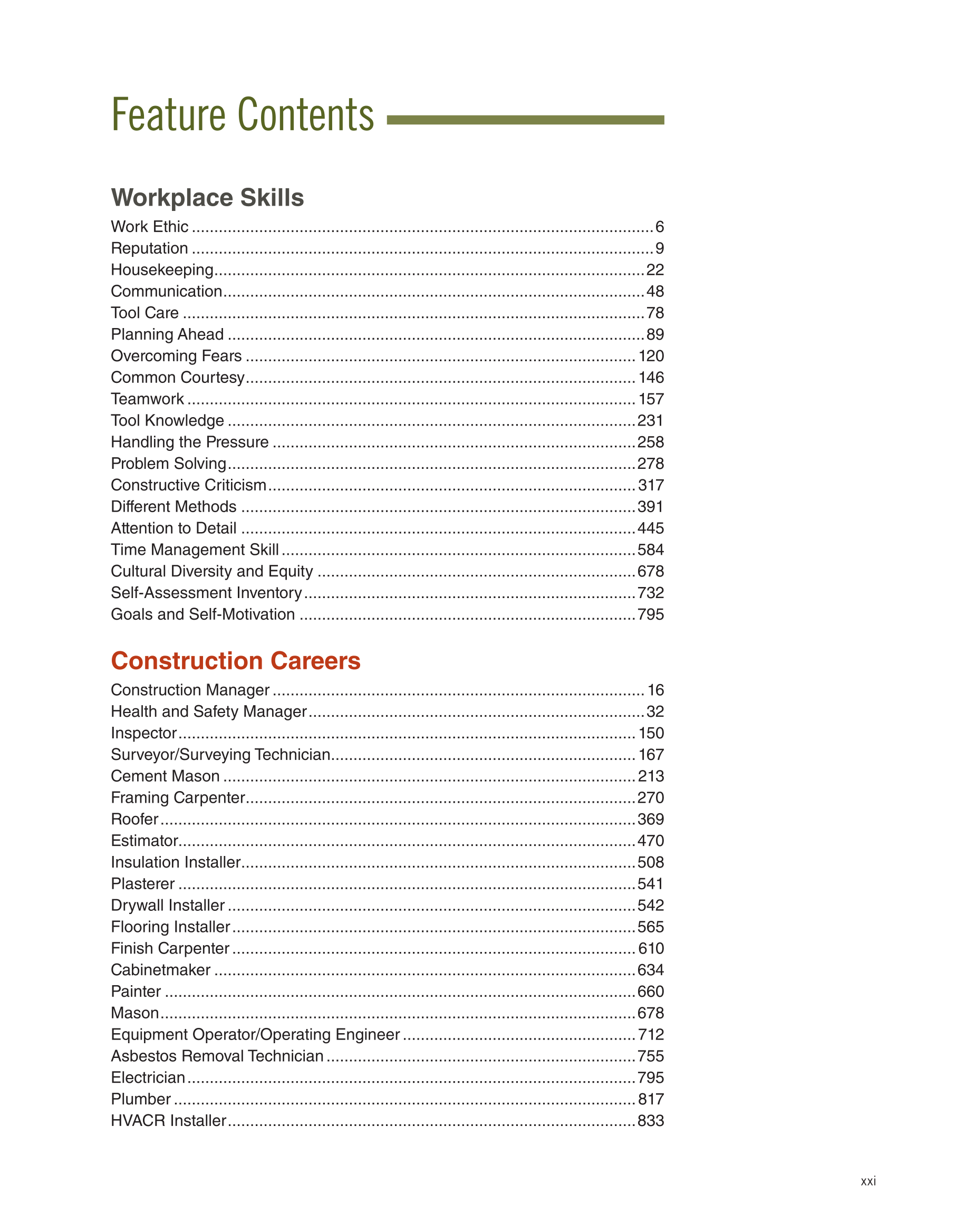 Modern Carpentry 13e, Textbook page xxi