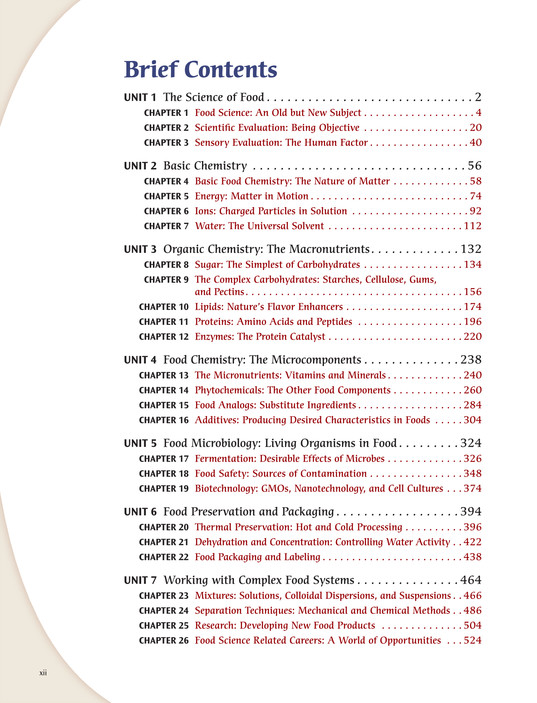 Principles of Food Science 5e, Textbook page xii