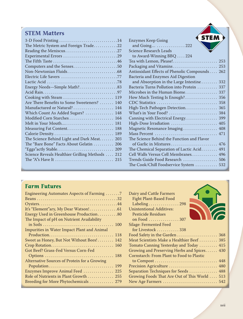 Principles of Food Science 5e, Textbook page xvii