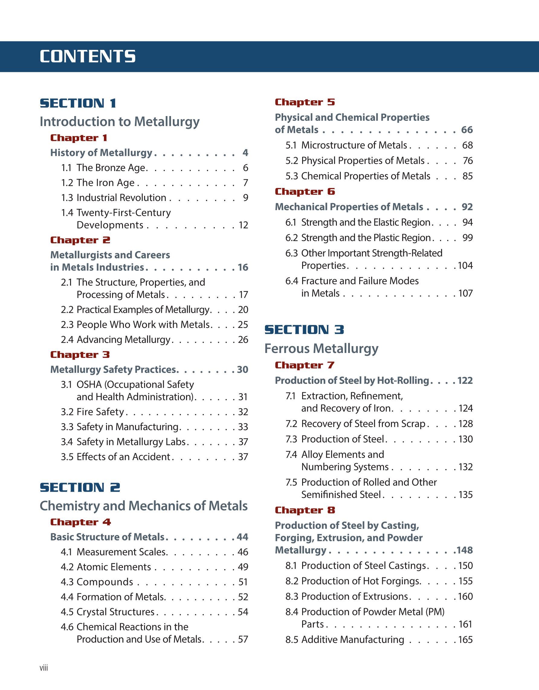 Metallurgy Fundamentals, 6th Edition page viii