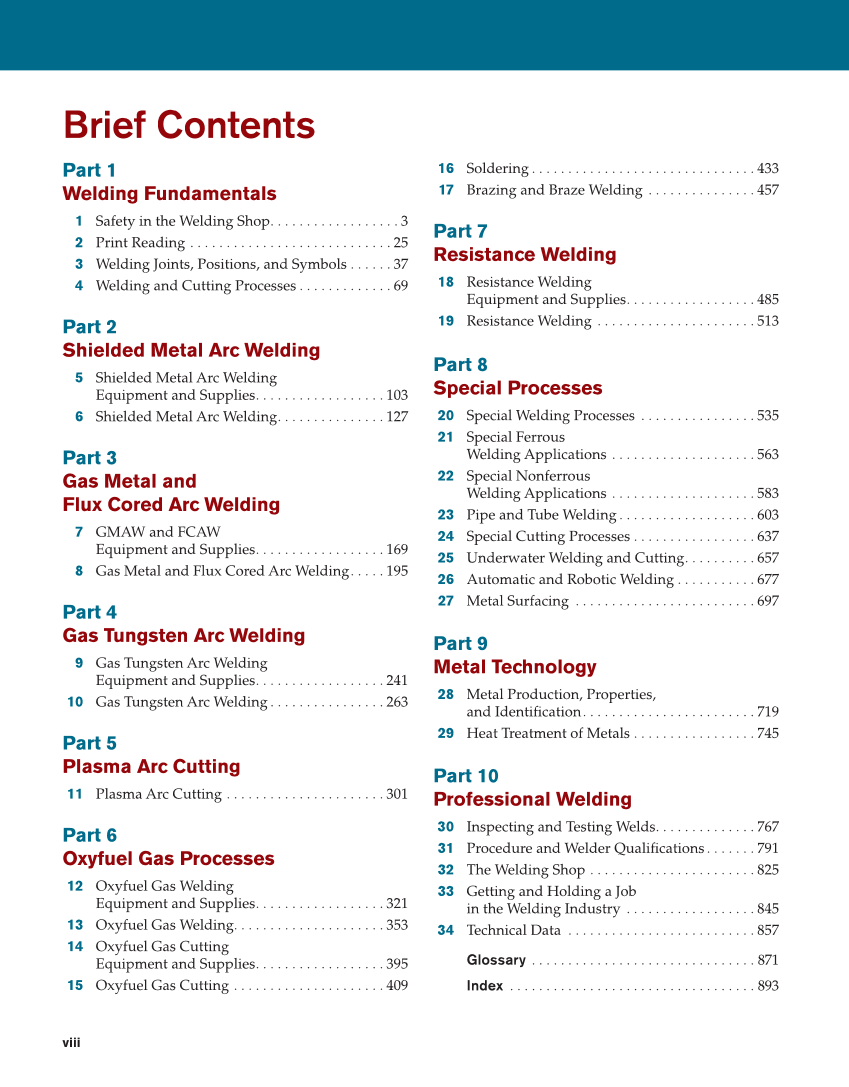 Modern Welding, 12th Edition page viii