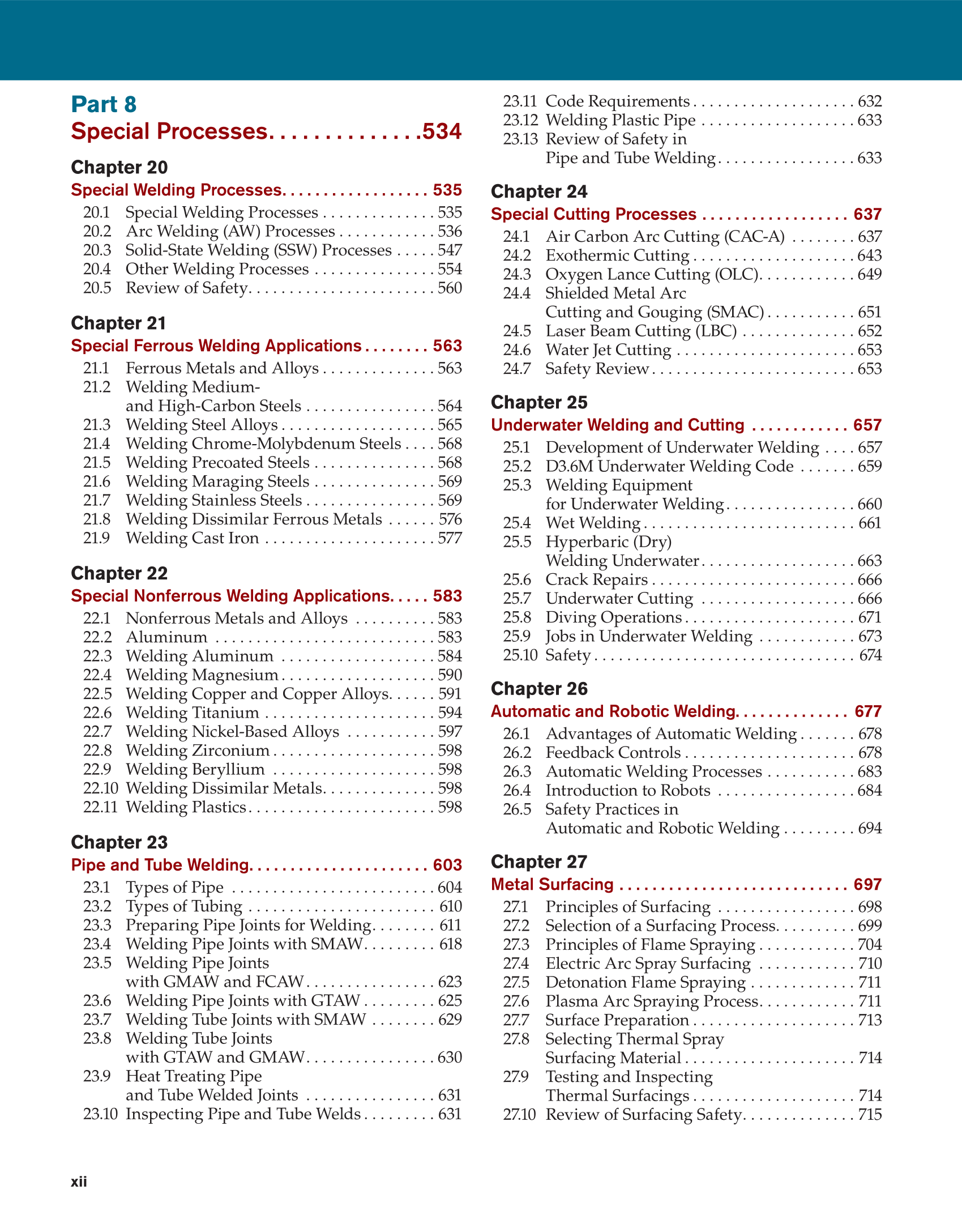 Modern Welding, 12th Edition page xii
