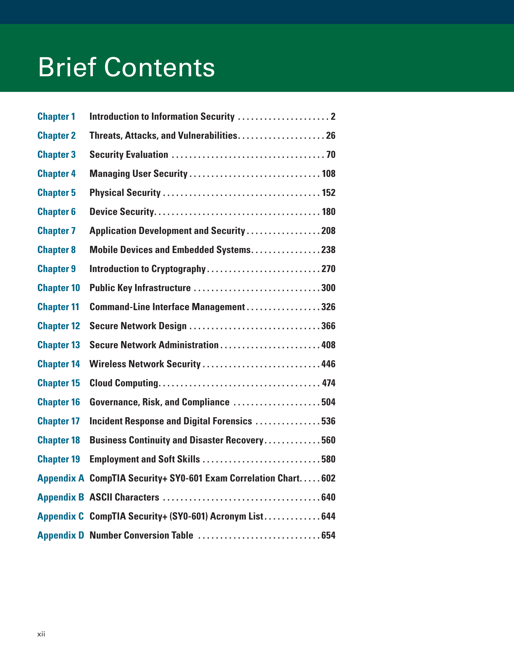 Security Essentials, Textbook page xii