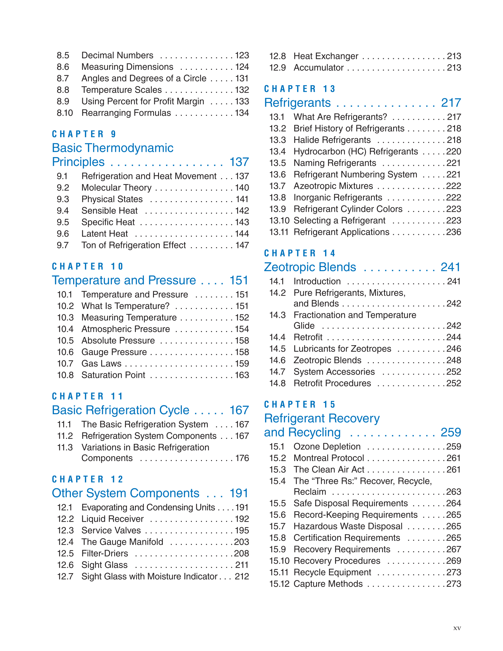 Heating and Cooling Essentials 5e, Textbook page xv