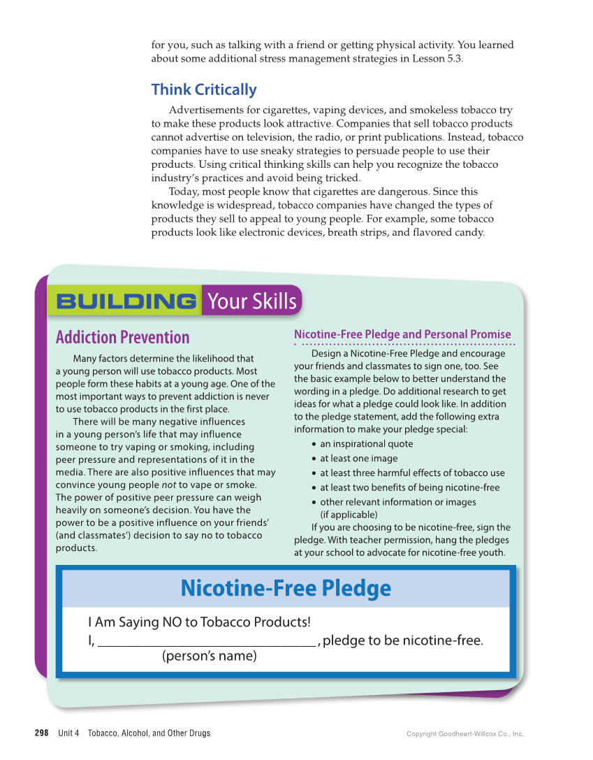 Comprehensive Health Skills for Middle School 2e page 298
