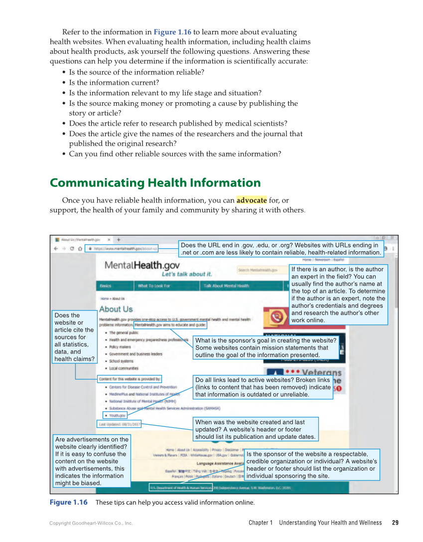 Comprehensive Health Skills for Middle School 2e page 29