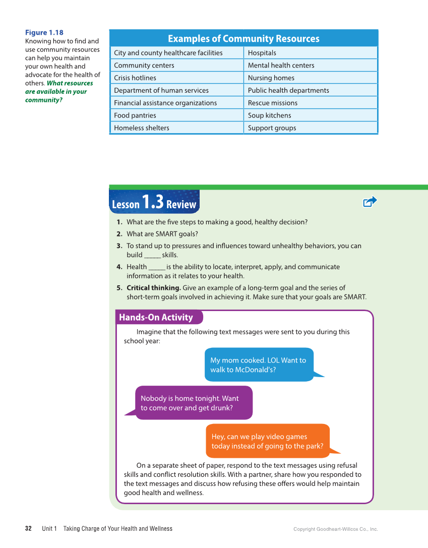 Comprehensive Health Skills for Middle School 2e page 32
