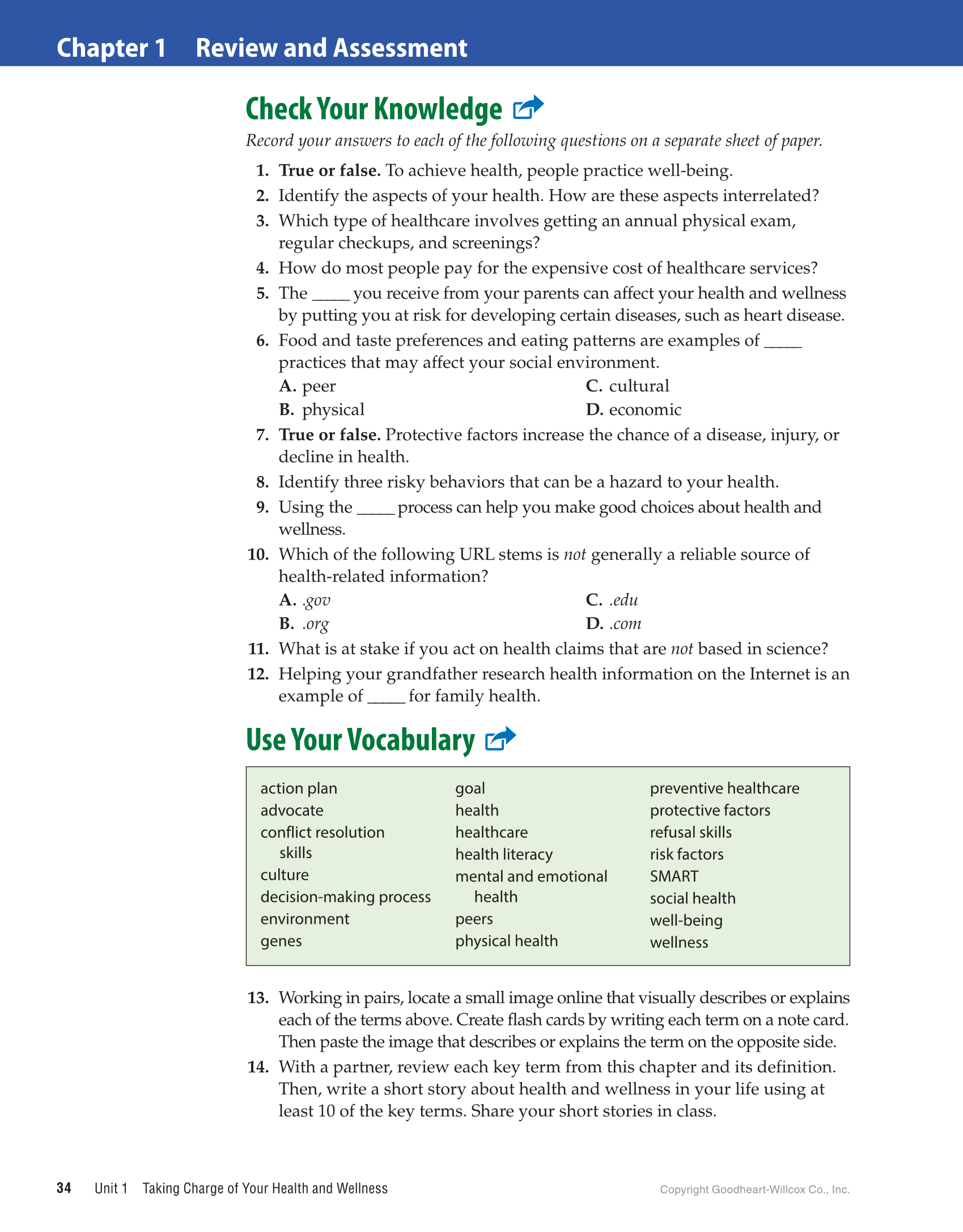 Comprehensive Health Skills for Middle School 2e page 34