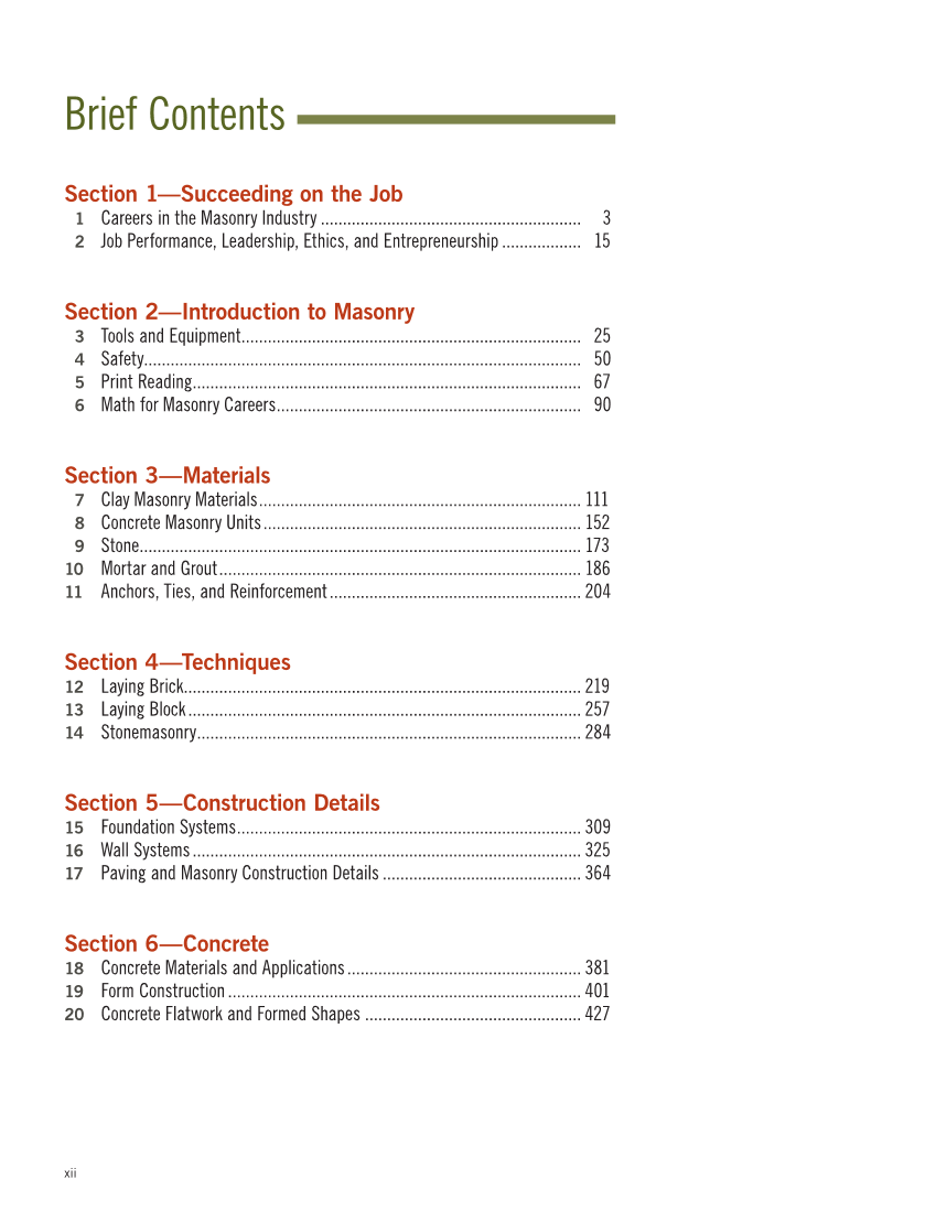 Modern Masonry: Brick, Block, Stone 9e, Textbook page xii Modern Masonry: Brick, Block, Stone 9e, Textbook page xii