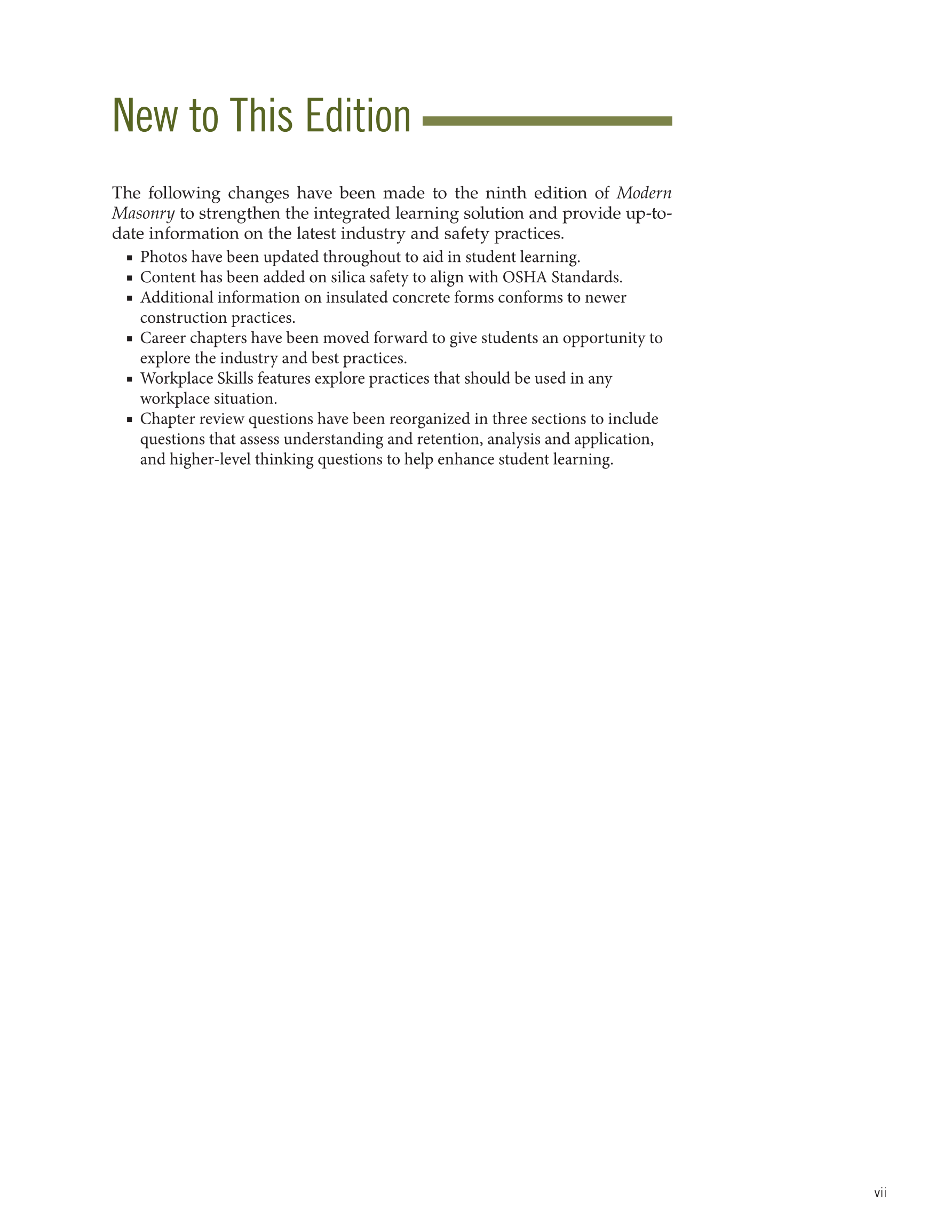 Modern Masonry: Brick, Block, Stone 9e, Textbook page vii