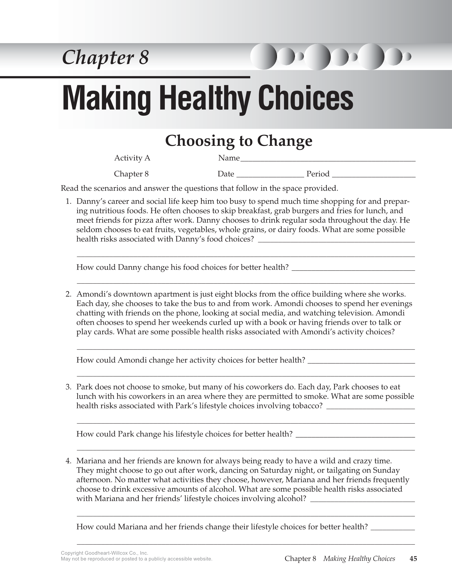 Guide to Good Food: Nutrition and Food Preparation 15e, Workbook page 45