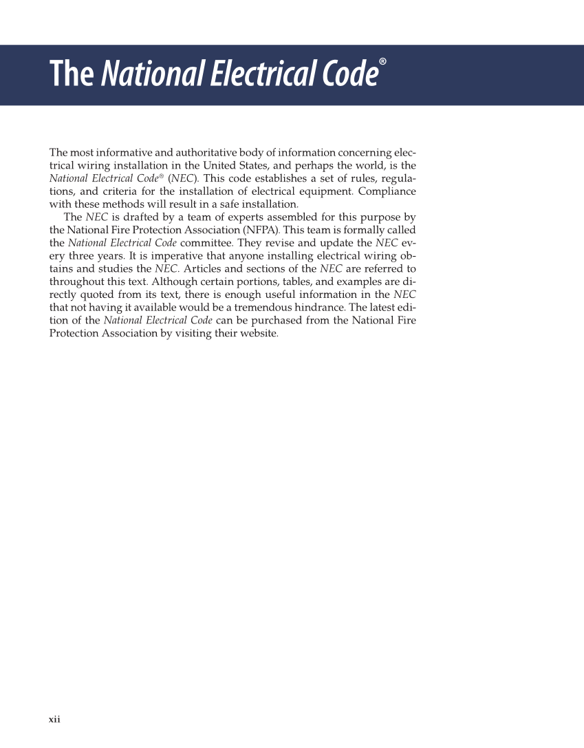 Modern Residential Wiring, 12th Edition page xii