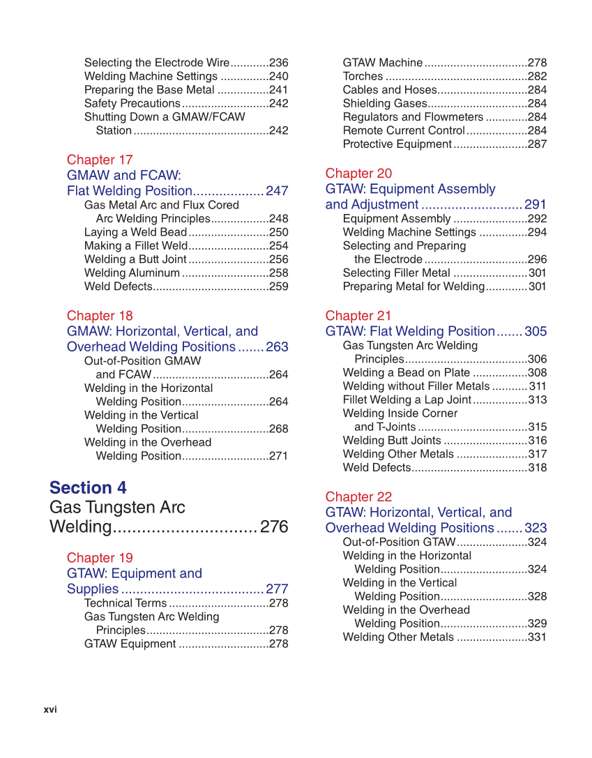 Welding Fundamentals 6e, Textbook page xvi