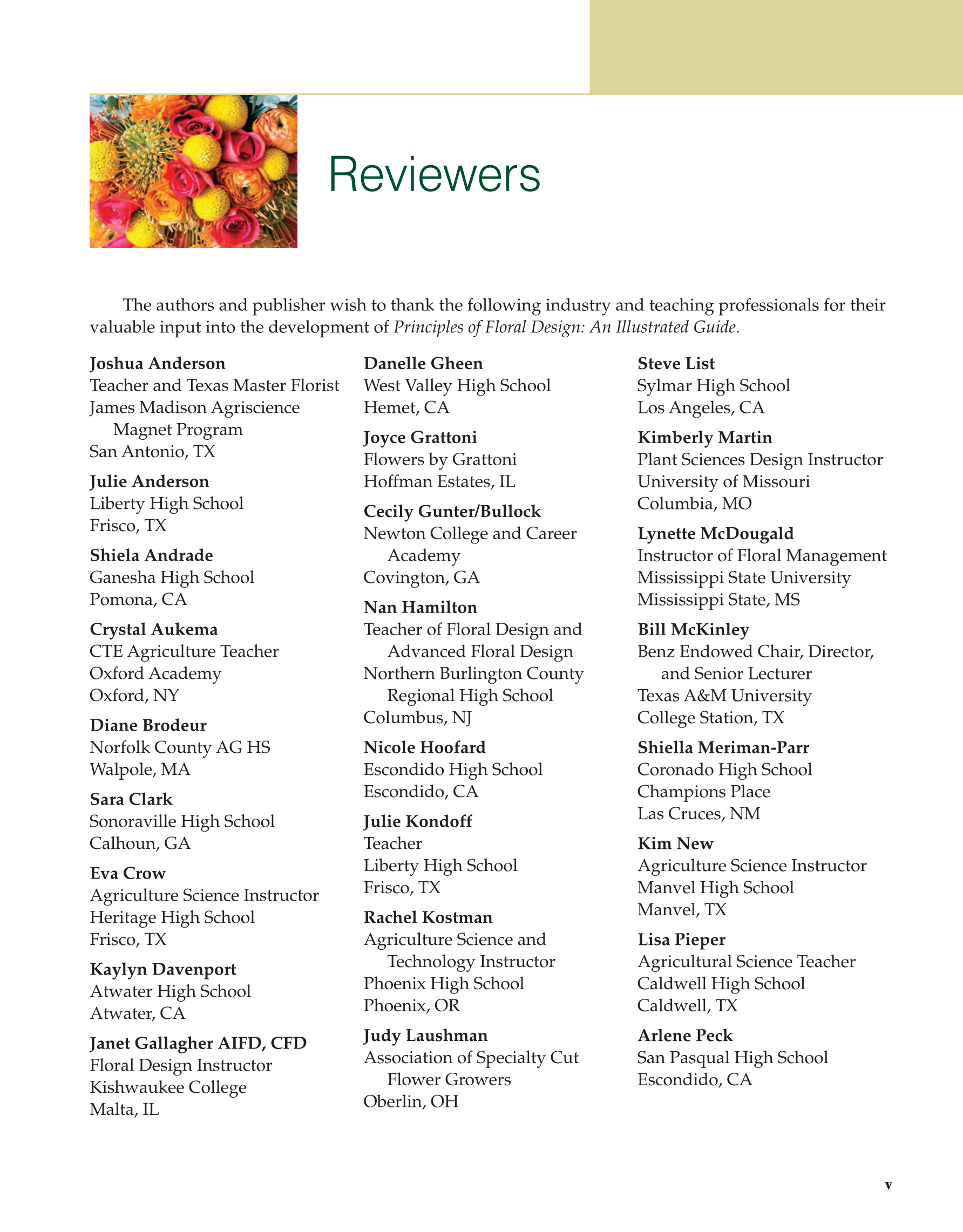 Principles of Floral Design: An Illustrated Guide, 2nd Edition page v