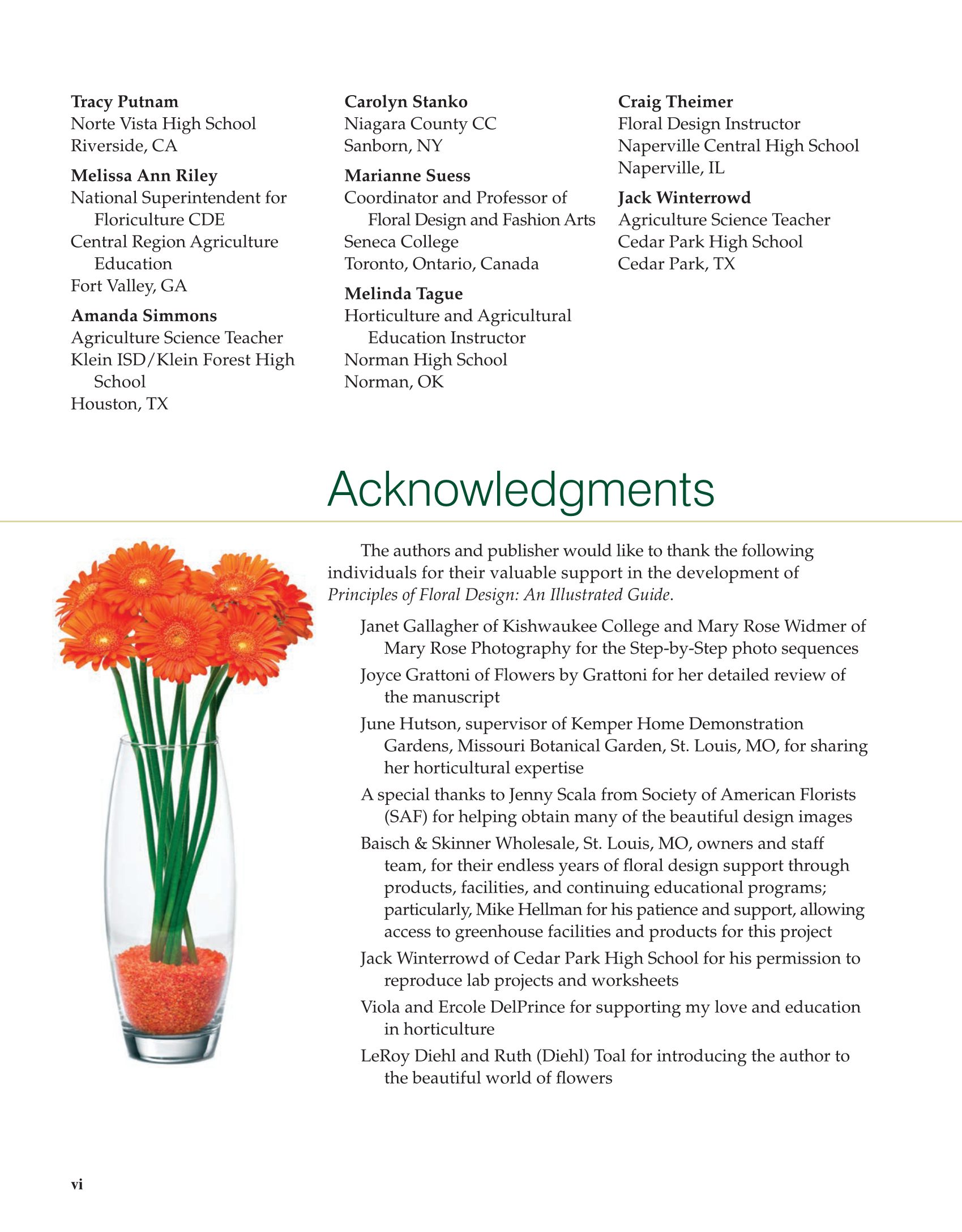 Principles of Floral Design: An Illustrated Guide, 2nd Edition page vi