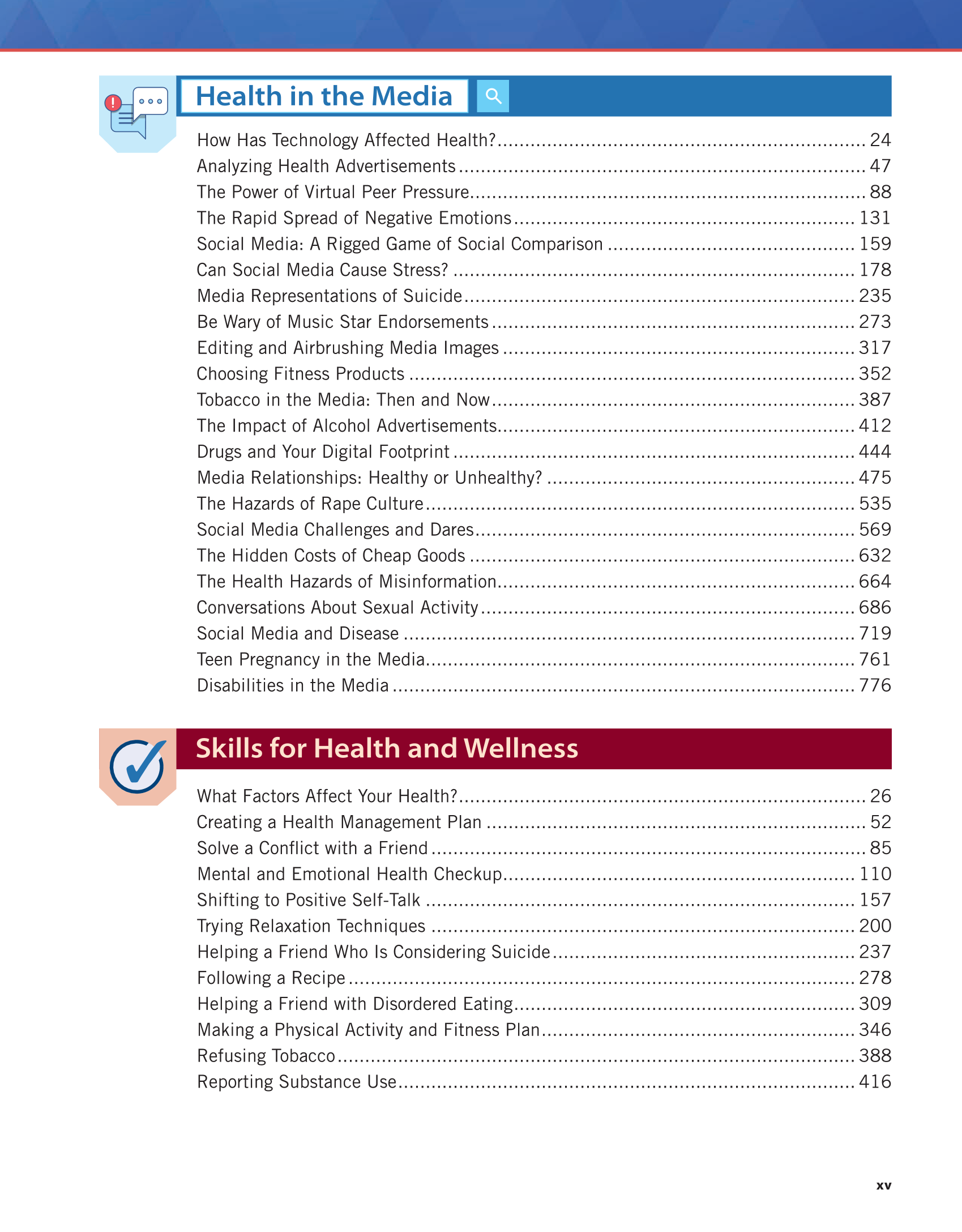 Essential Health Skills 3e page xv