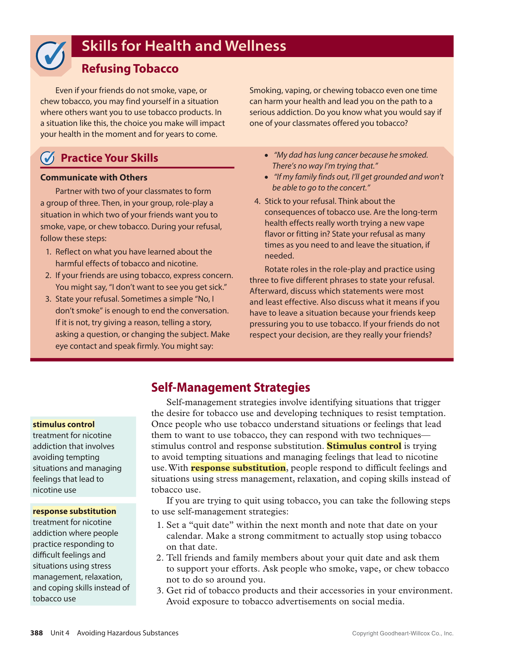 Essential Health Skills 3e page 388