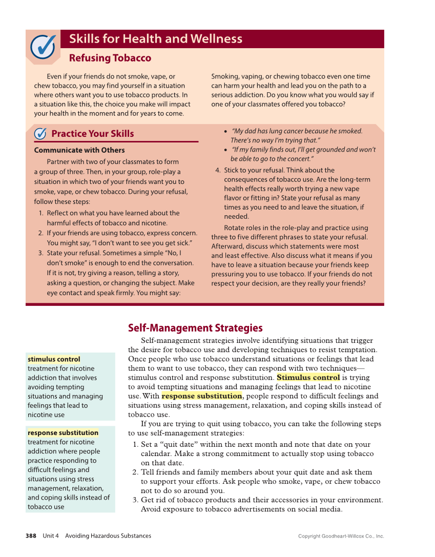 Comprehensive Health Skills 3e page 388
