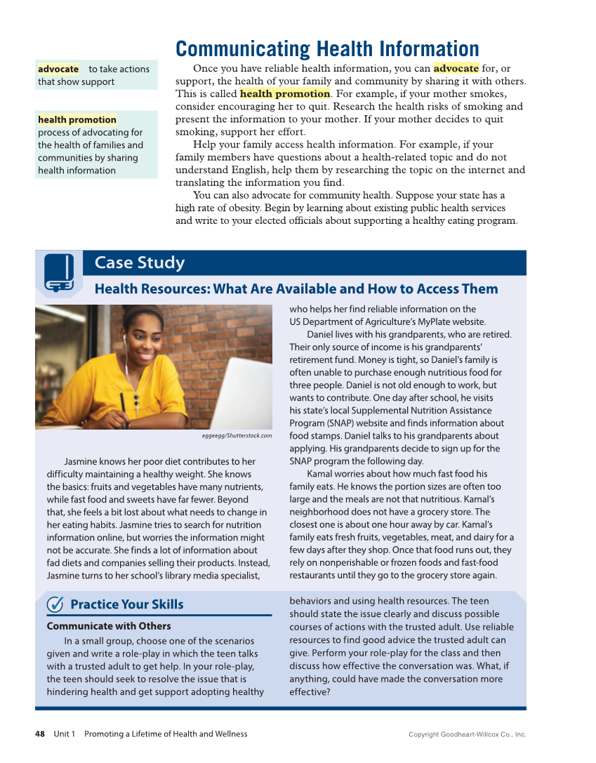 Comprehensive Health Skills 3e page 48