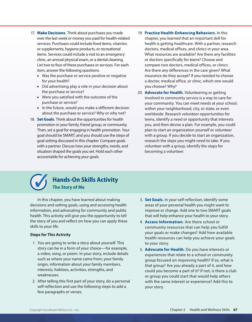 Comprehensive Health Skills 3e page 67
