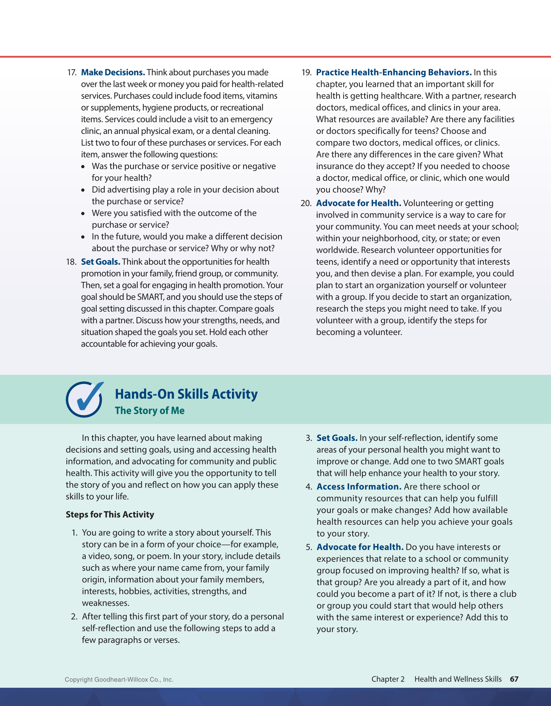 Comprehensive Health Skills 3e page 67