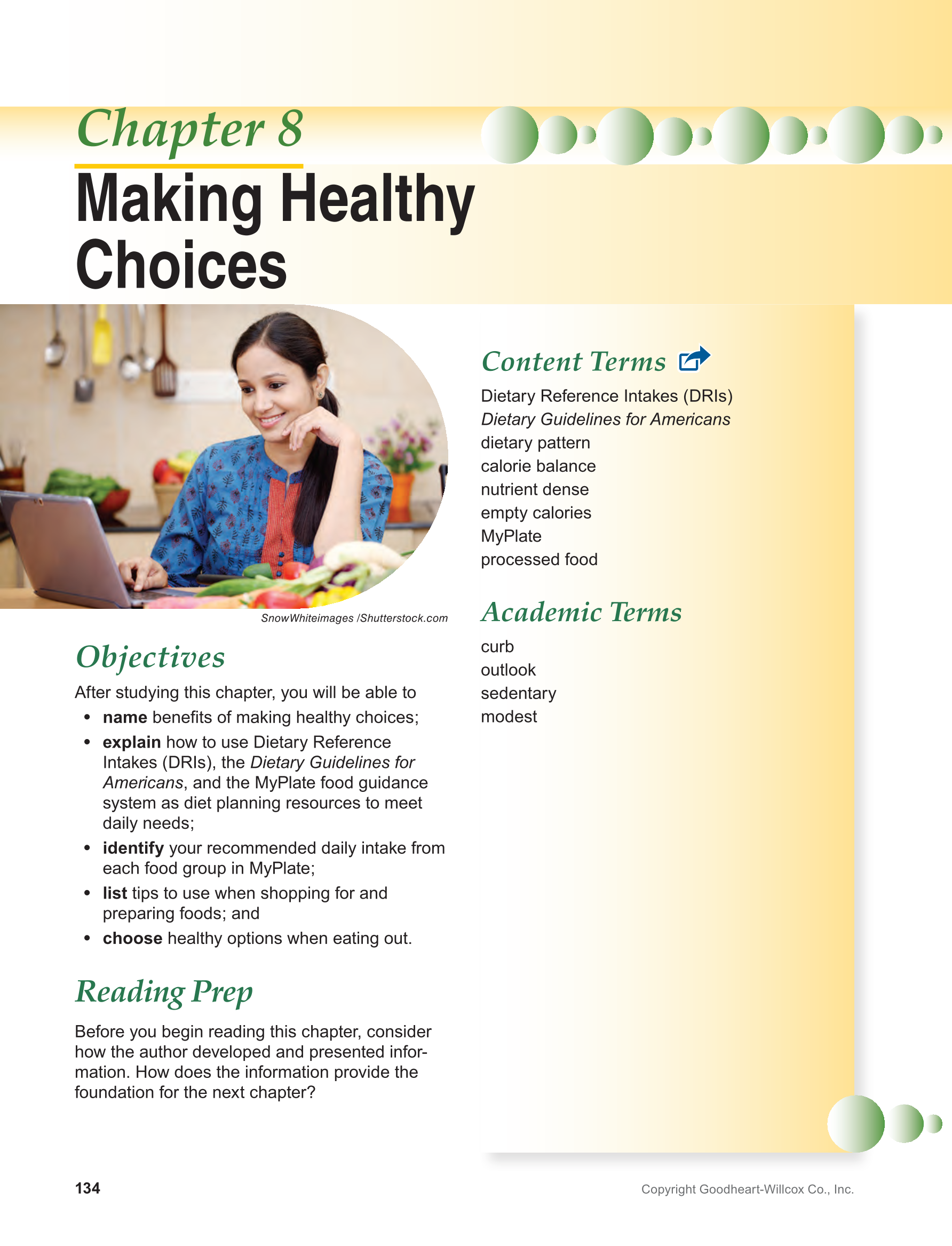 Guide to Good Food: Nutrition and Food Preparation 15e, Textbook page 134