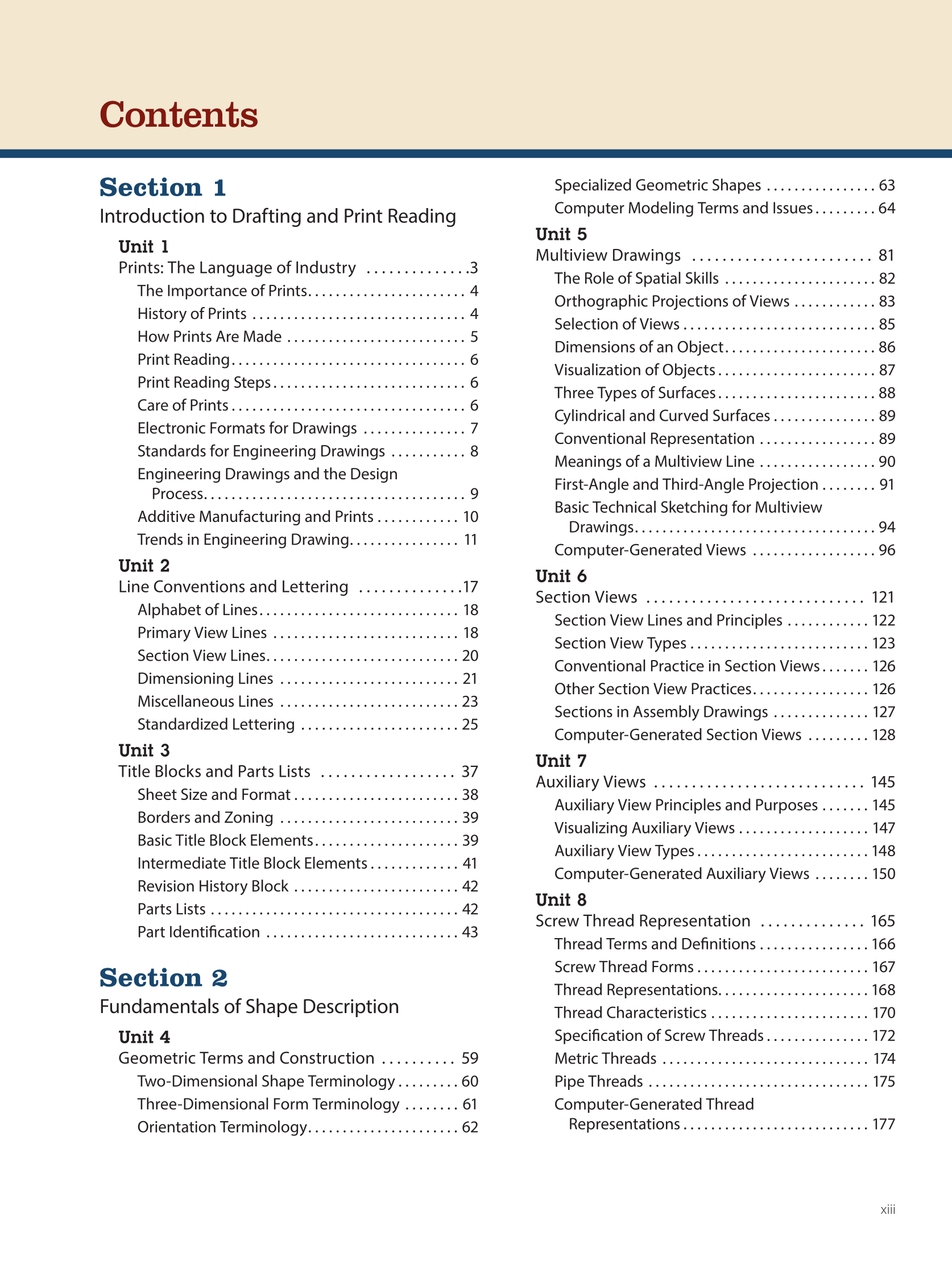 Print Reading for Industry 11e, Online Textbook page xiii