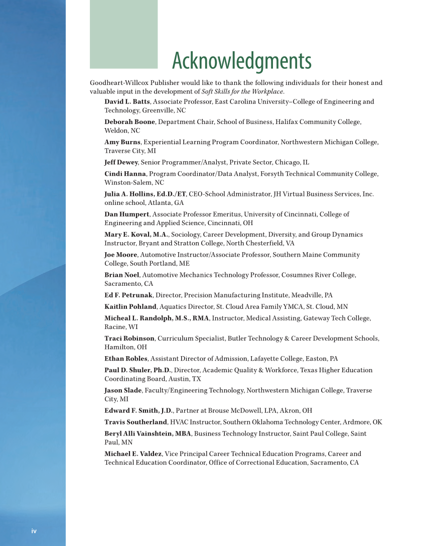 Soft Skills for the Workplace 2e page iv