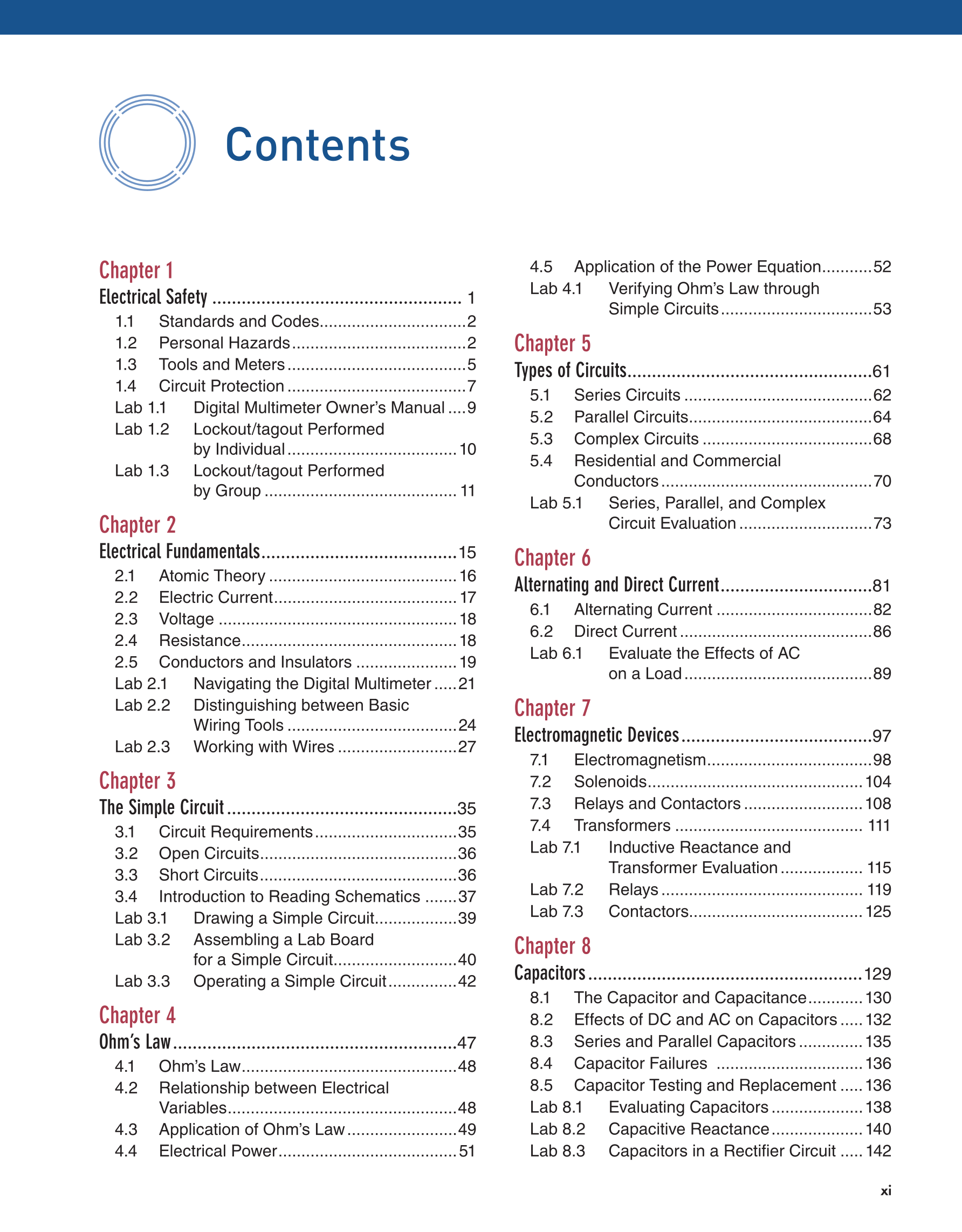 Essential Electrical Skills for HVACR: Theory and Labs, Textbook page xi