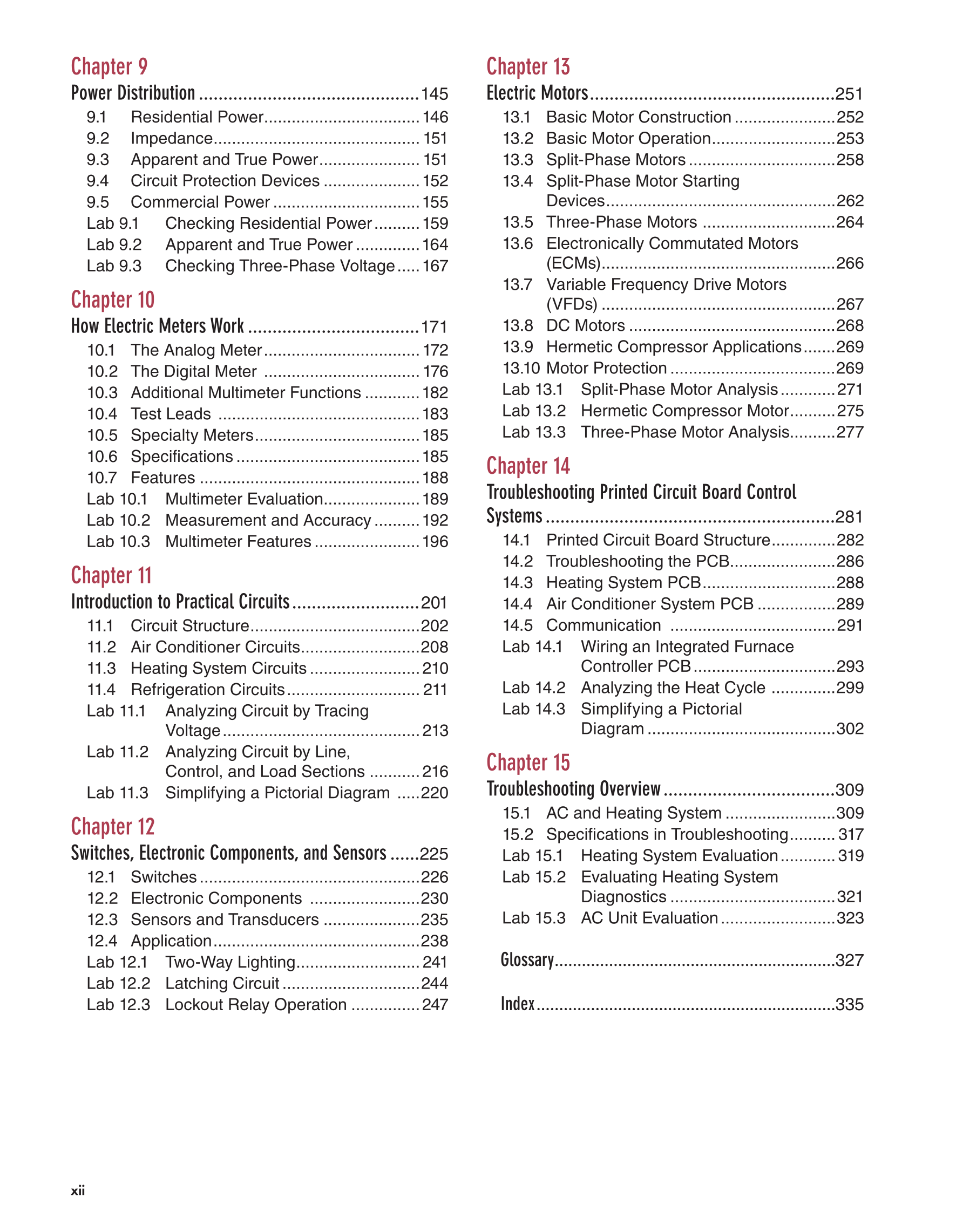 Essential Electrical Skills for HVACR: Theory and Labs, Textbook page xii