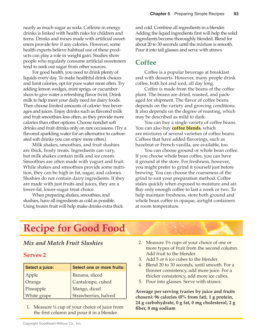Guide to Good Food: Nutrition and Food Preparation 15e, Textbook page 93