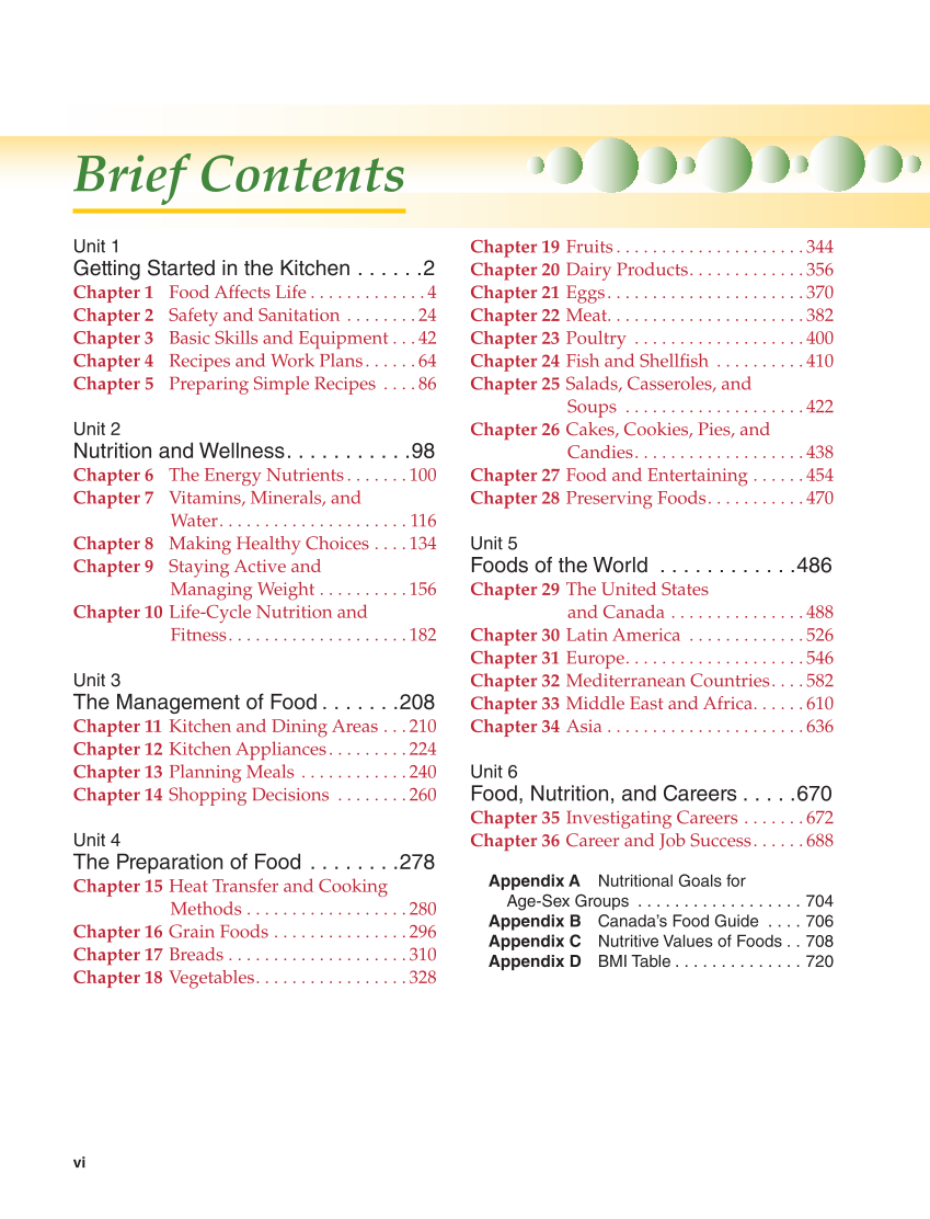 Guide to Good Food: Nutrition and Food Preparation 15e, Textbook page vi