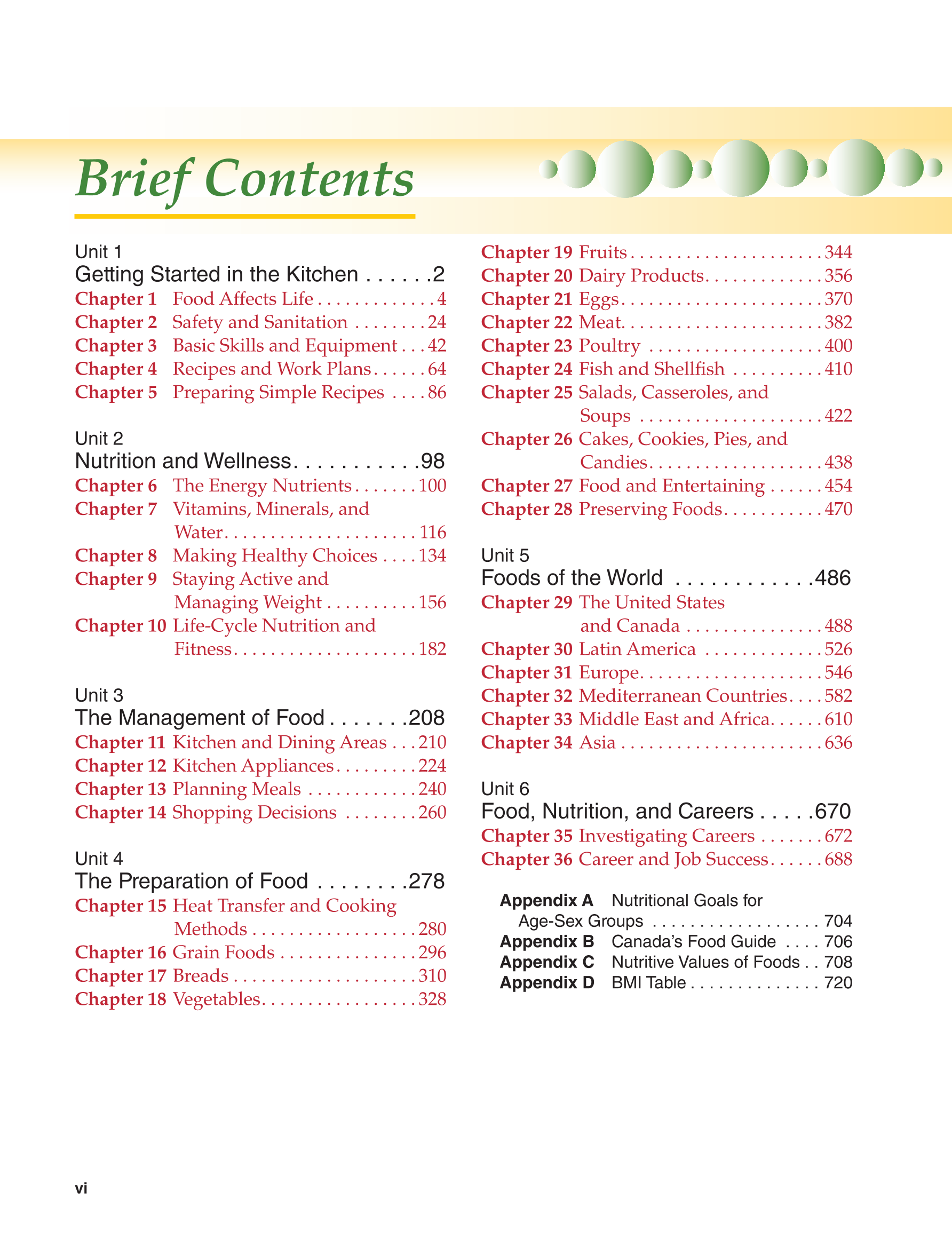 Guide to Good Food: Nutrition and Food Preparation 15e, Textbook page vi