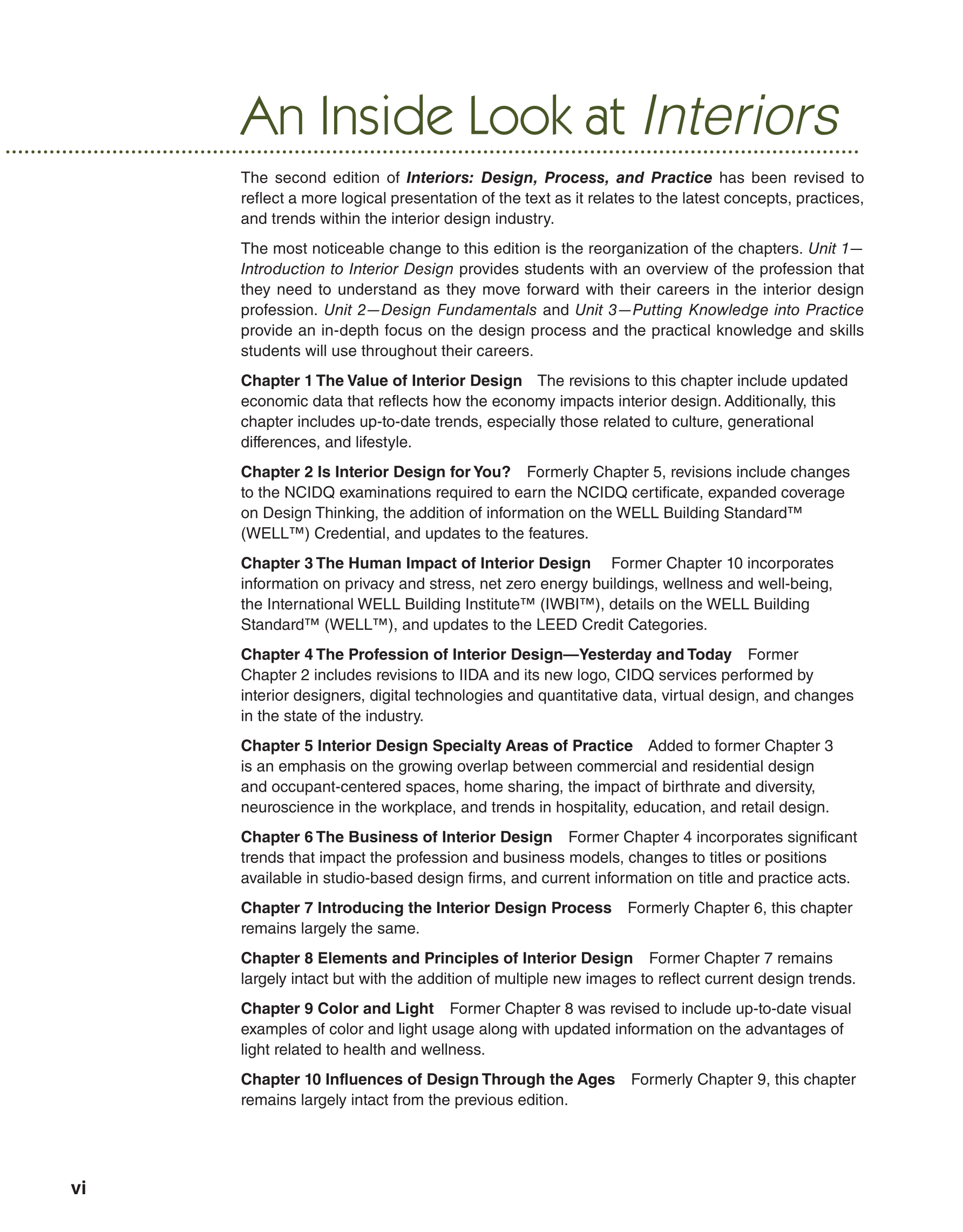 Interiors: Design, Process, and Practice, 2nd Edition page vii